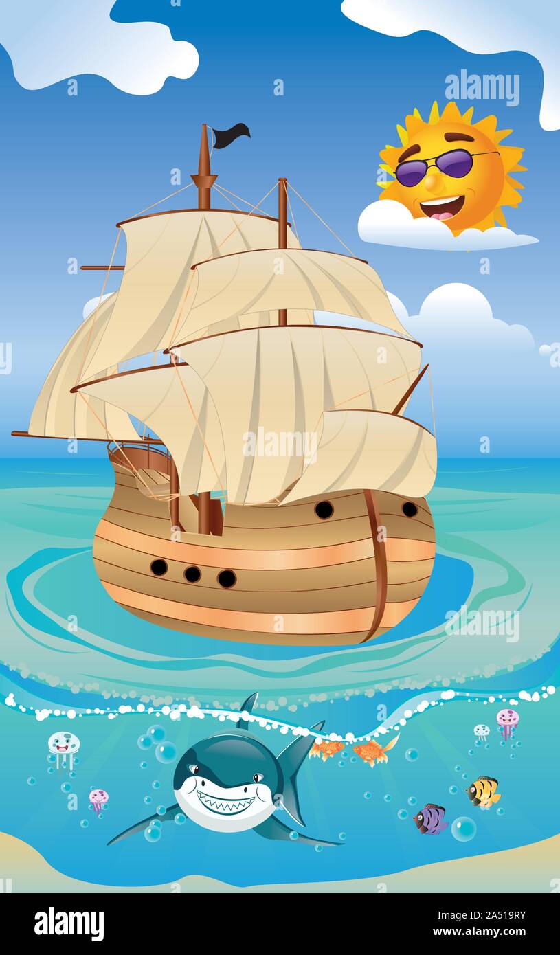 Ship underwater wooden Stock Vector Images - Alamy