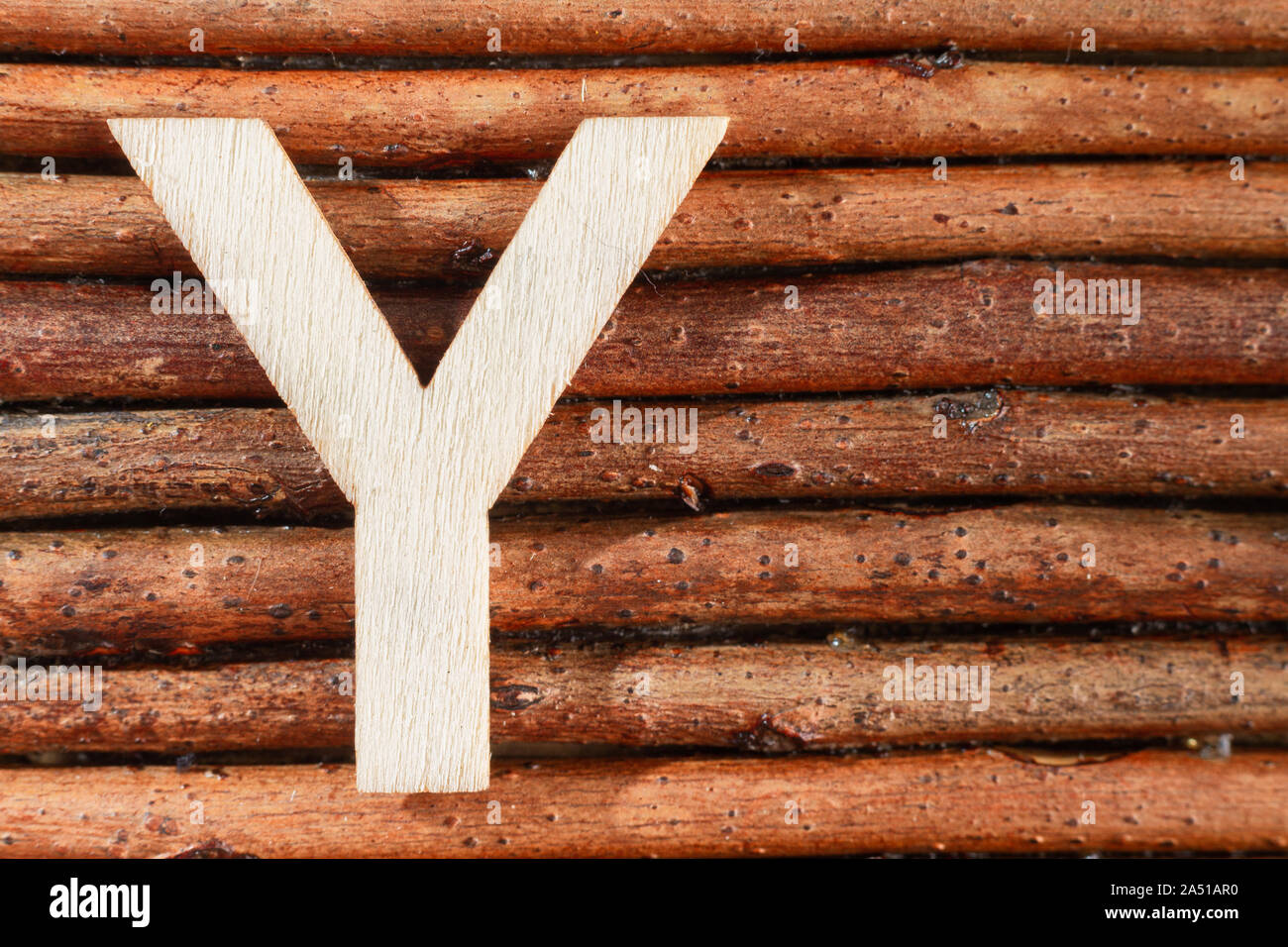 Letter Y of wood-made alphabet, top view and space for text Stock Photo ...