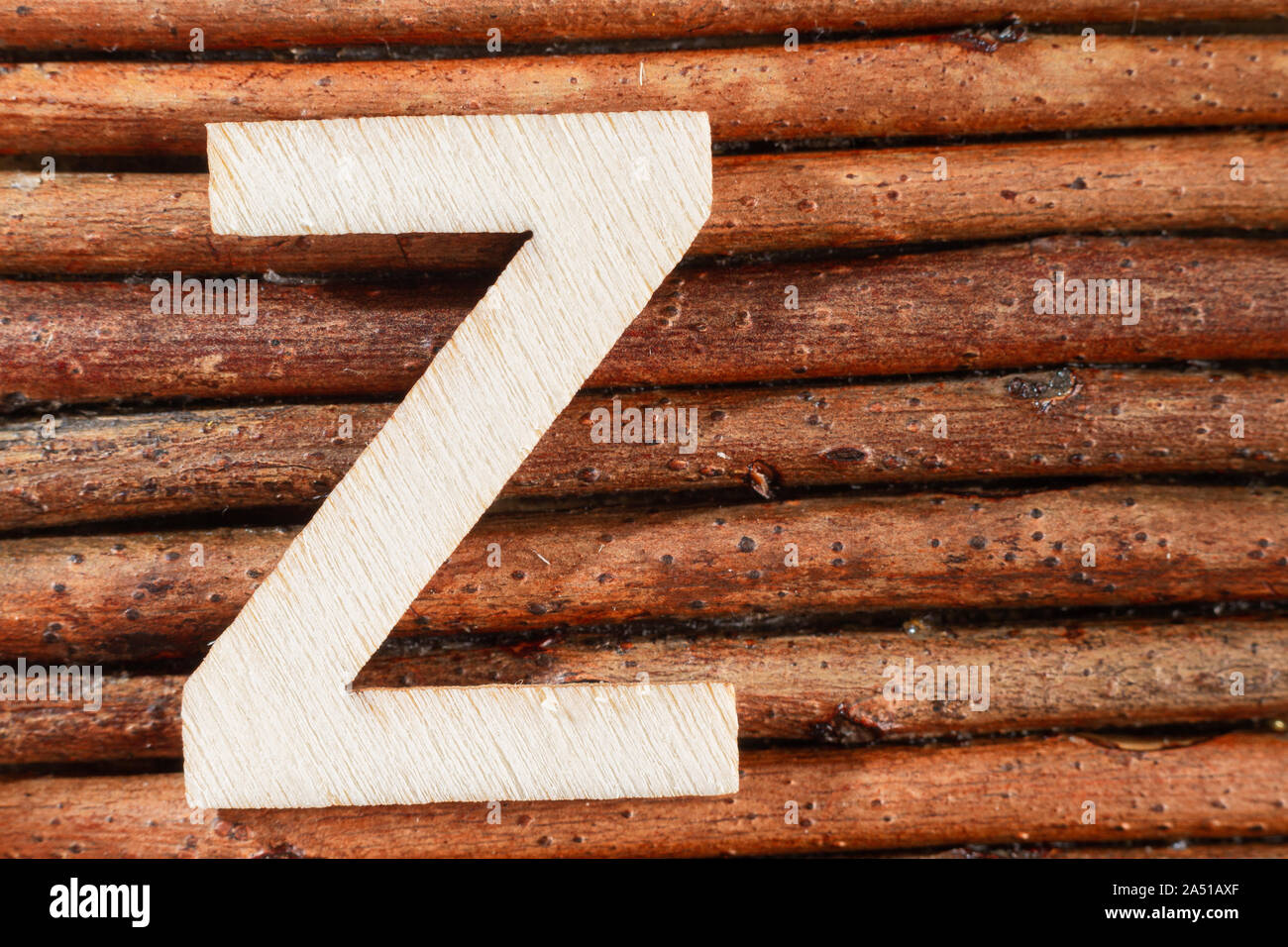 Letter Z of wood-made alphabet, top view and space for text Stock Photo ...