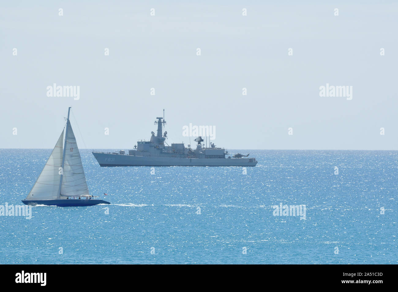 Dutch naval frigate and yacht Stock Photo - Alamy