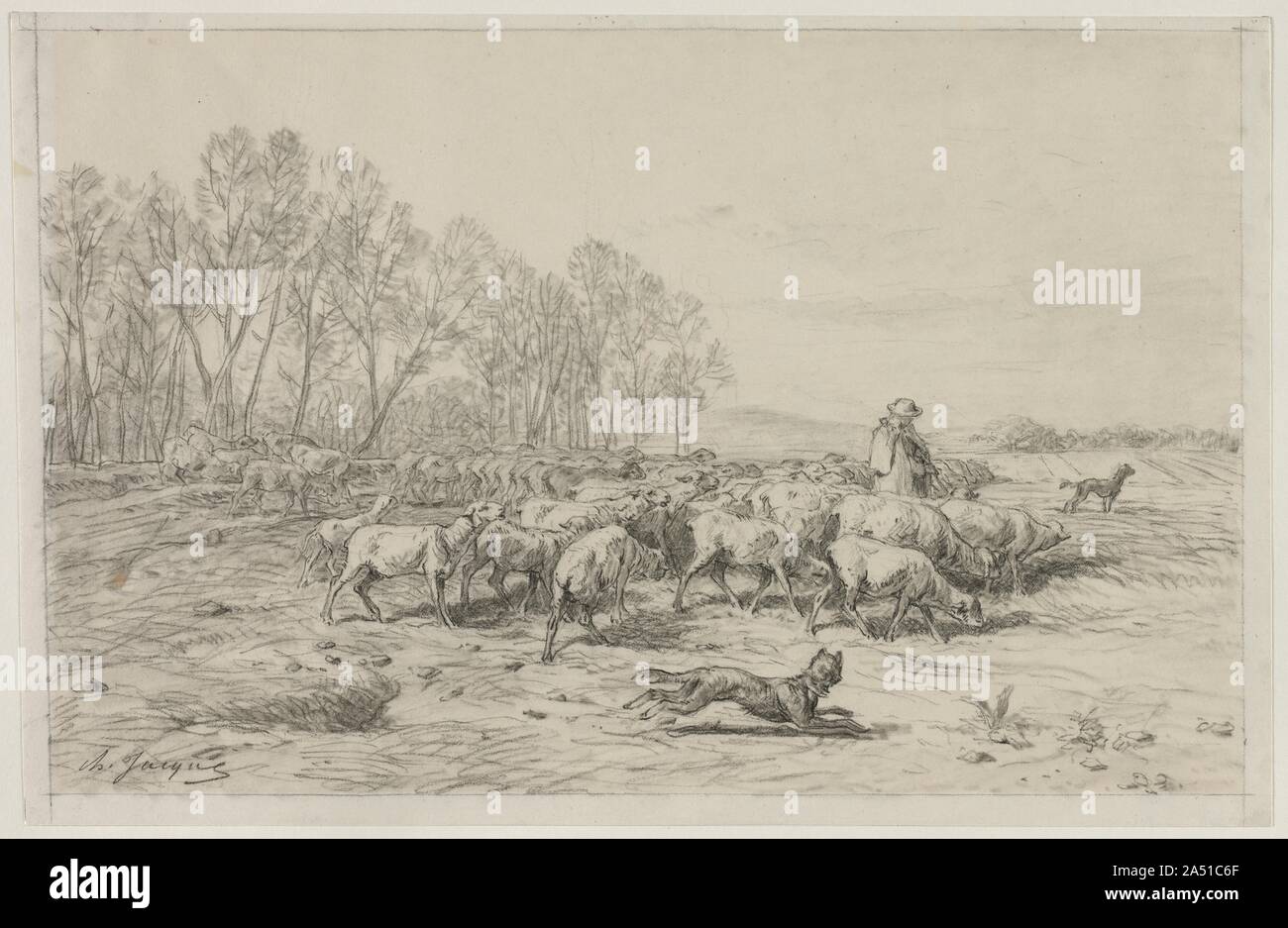Landscape with a Flock of Sheep, 1800s Stock Photo - Alamy