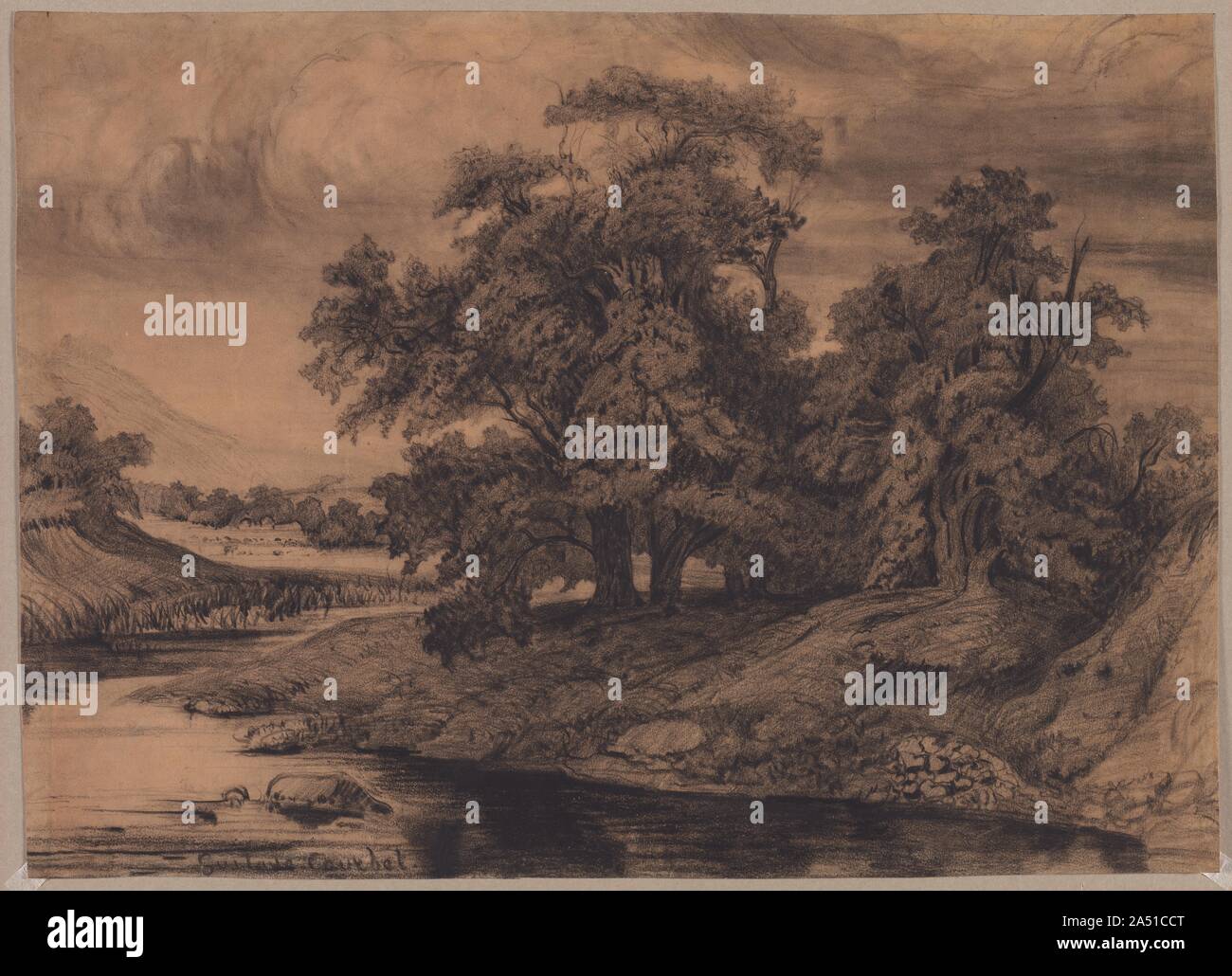 Landscape with Large Trees, late 1860s/early 1870s Stock Photo - Alamy