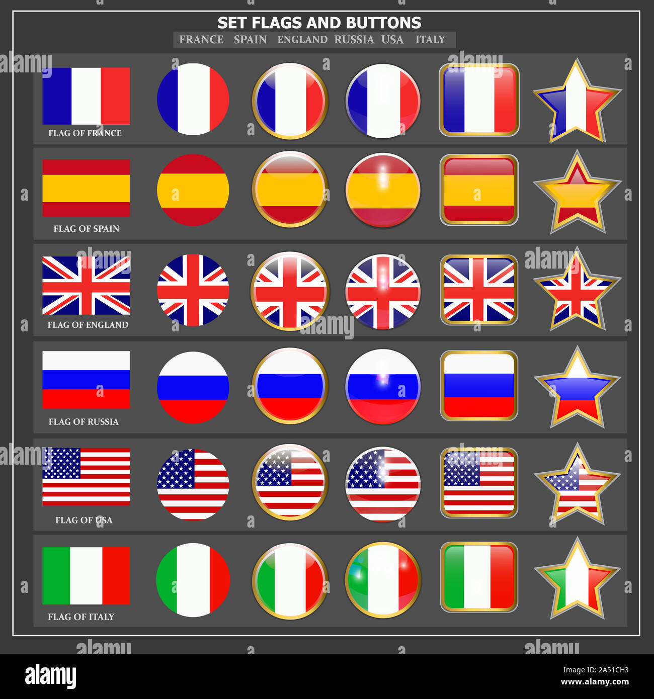 Bright set of banners with flags. Colorful illustration with flags of ...