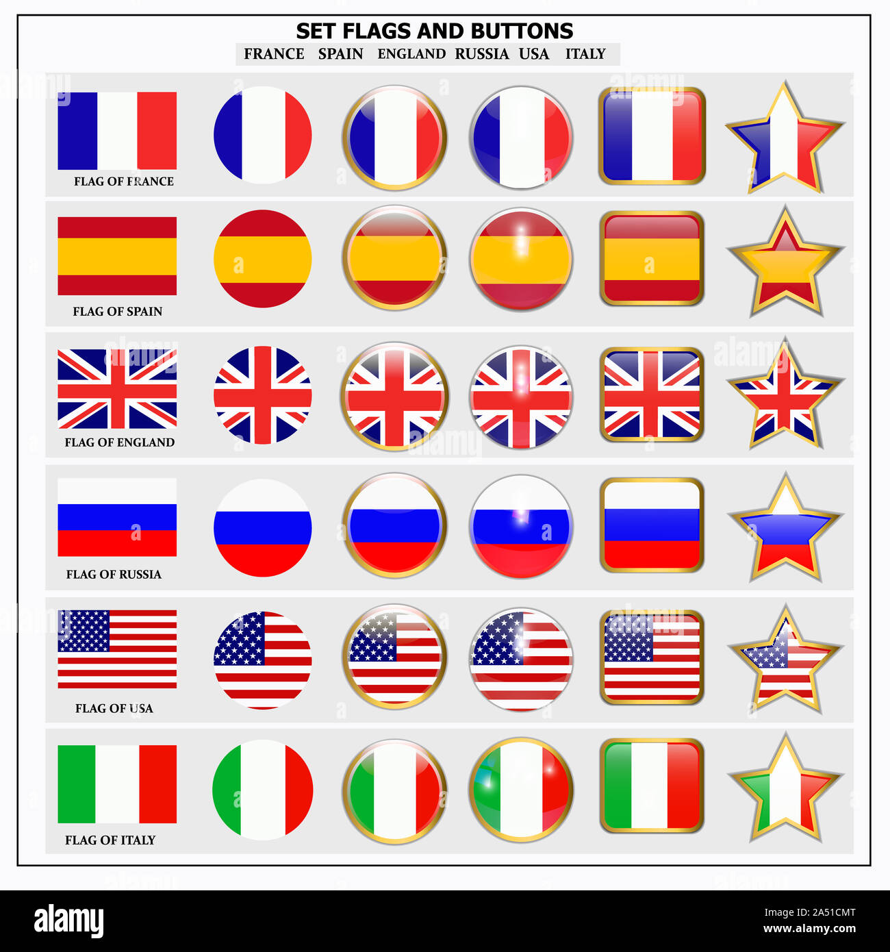 Bright set of banners with flags. Colorful illustration with flags of ...