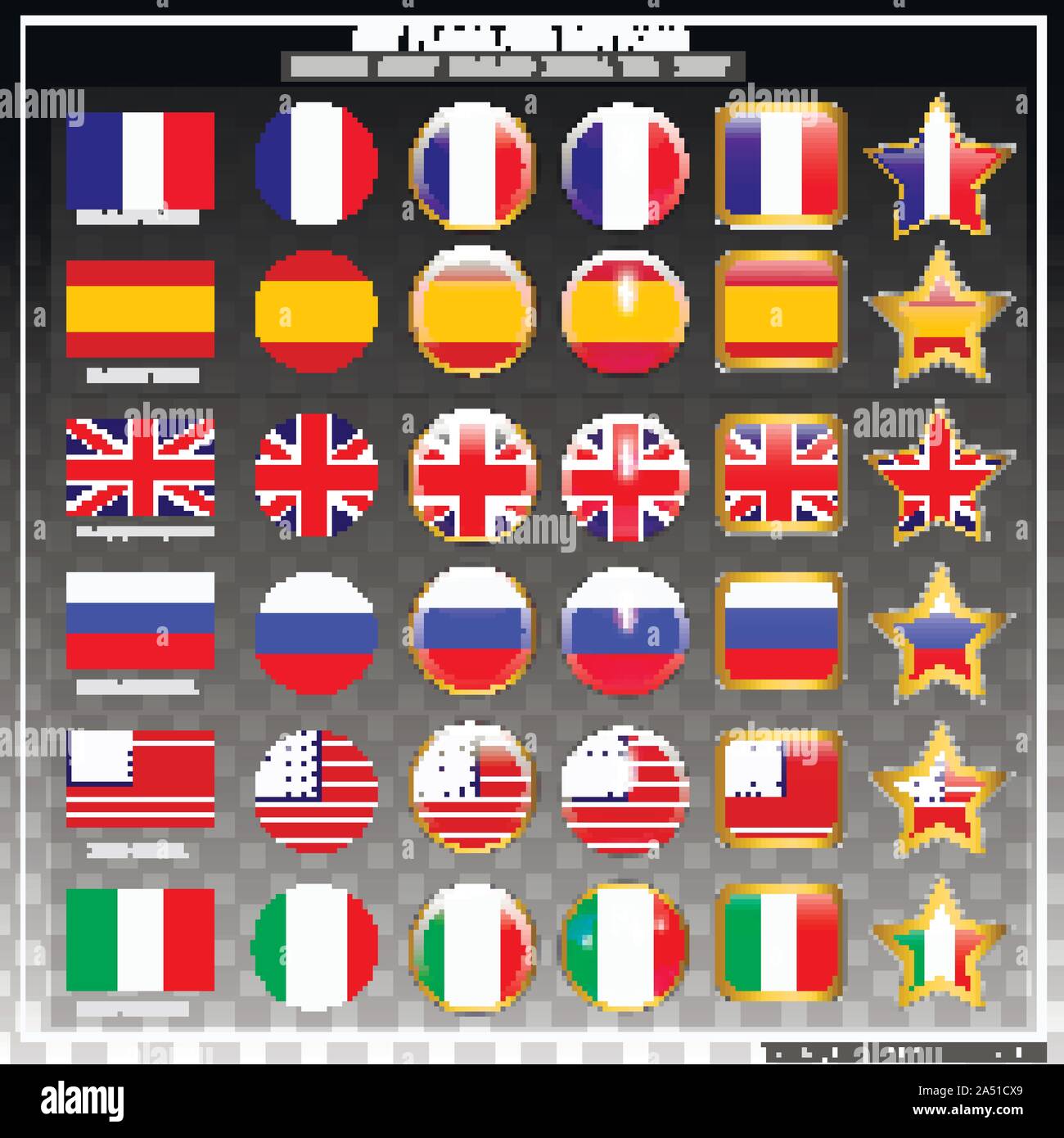 Bright set of banners with flags. Colorful illustration with flags of ...