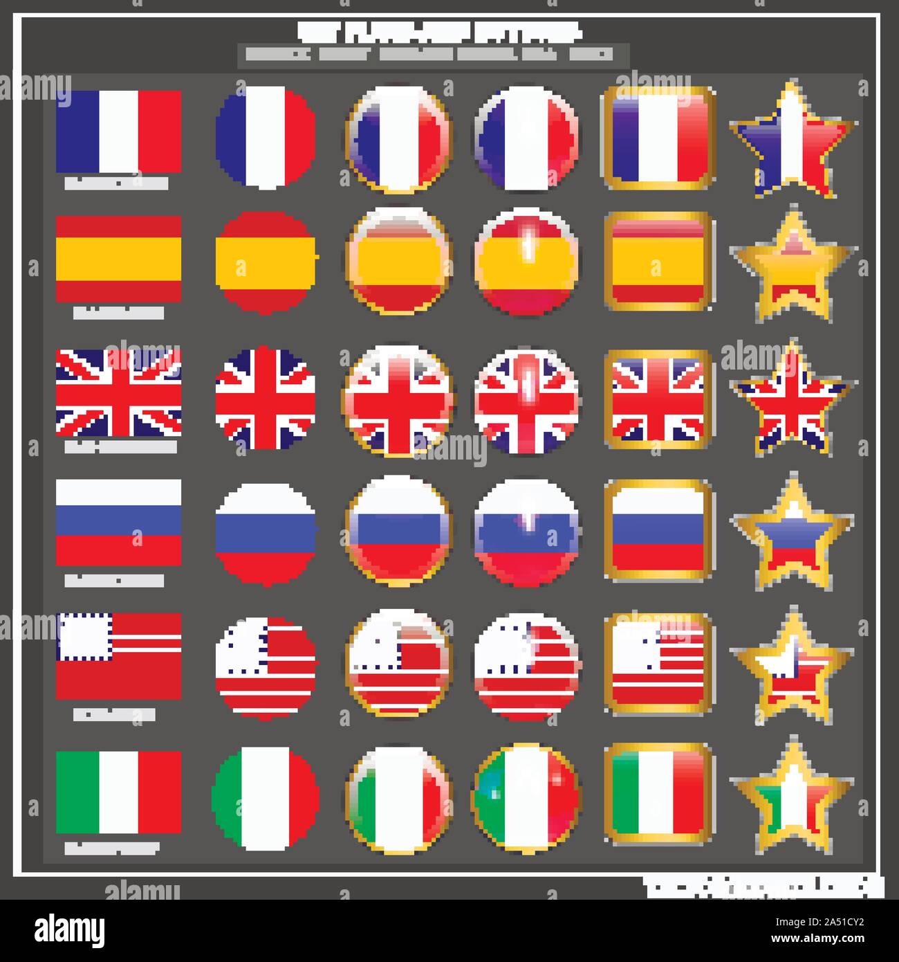 Bright set of banners with flags. Colorful illustration with flags of ...