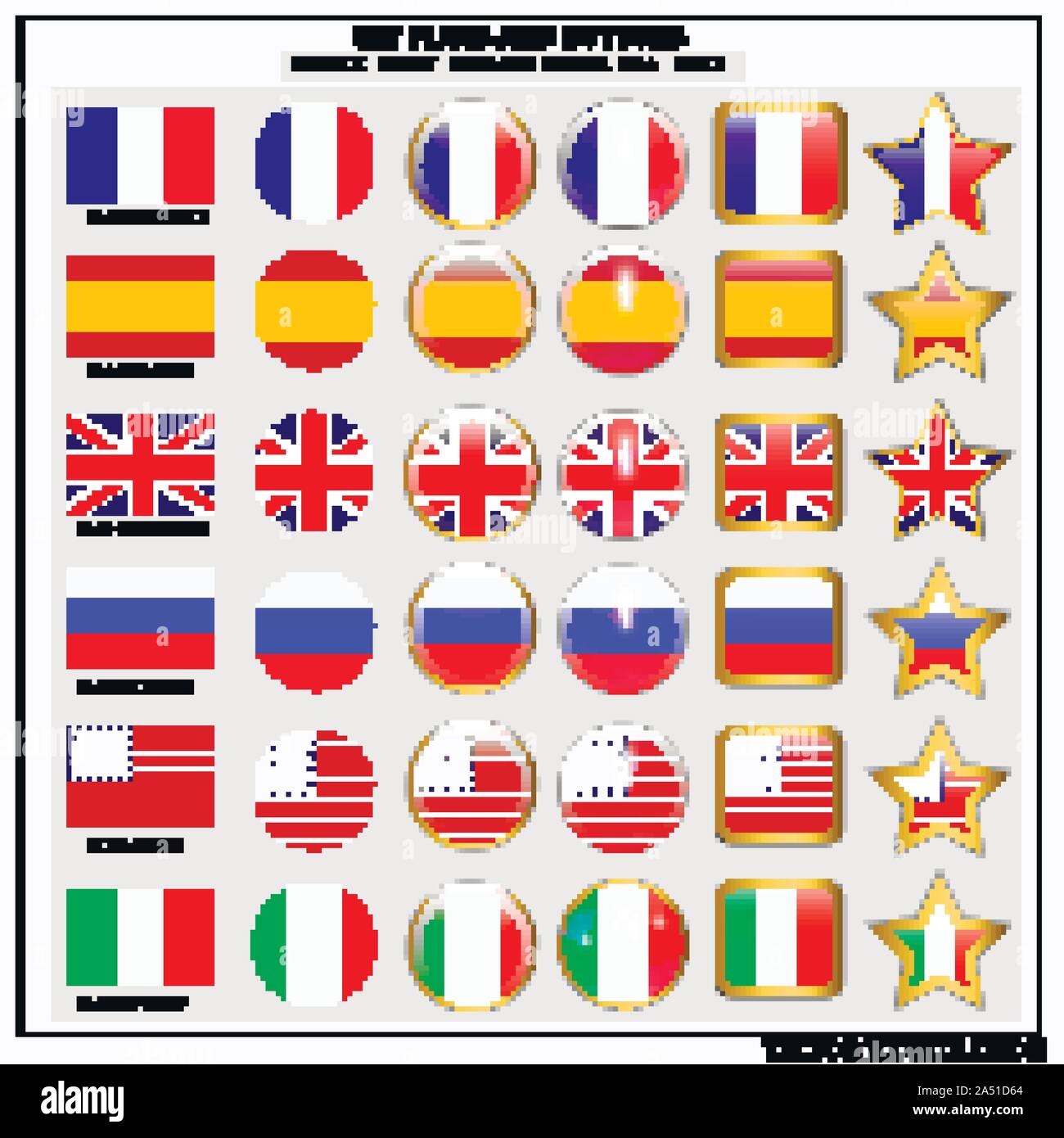 Bright set of banners with flags. Colorful illustration with flags of ...