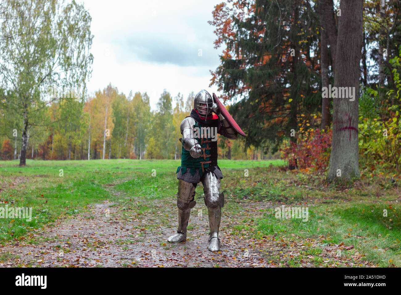 knight fencing with sword and shield battle action medieval Stock Photo ...