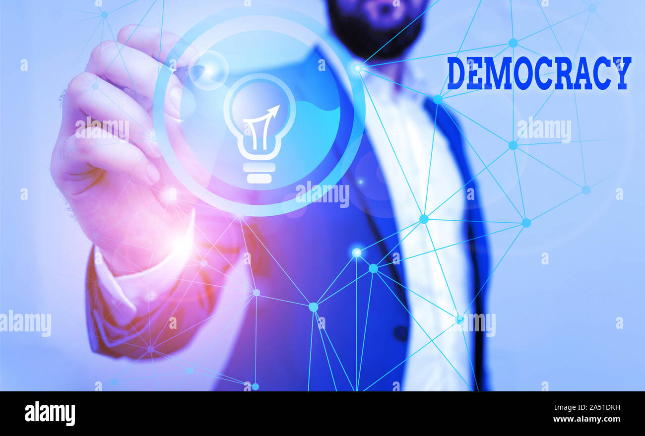 Conceptual hand writing showing Democracy. Concept meaning freedom of ...