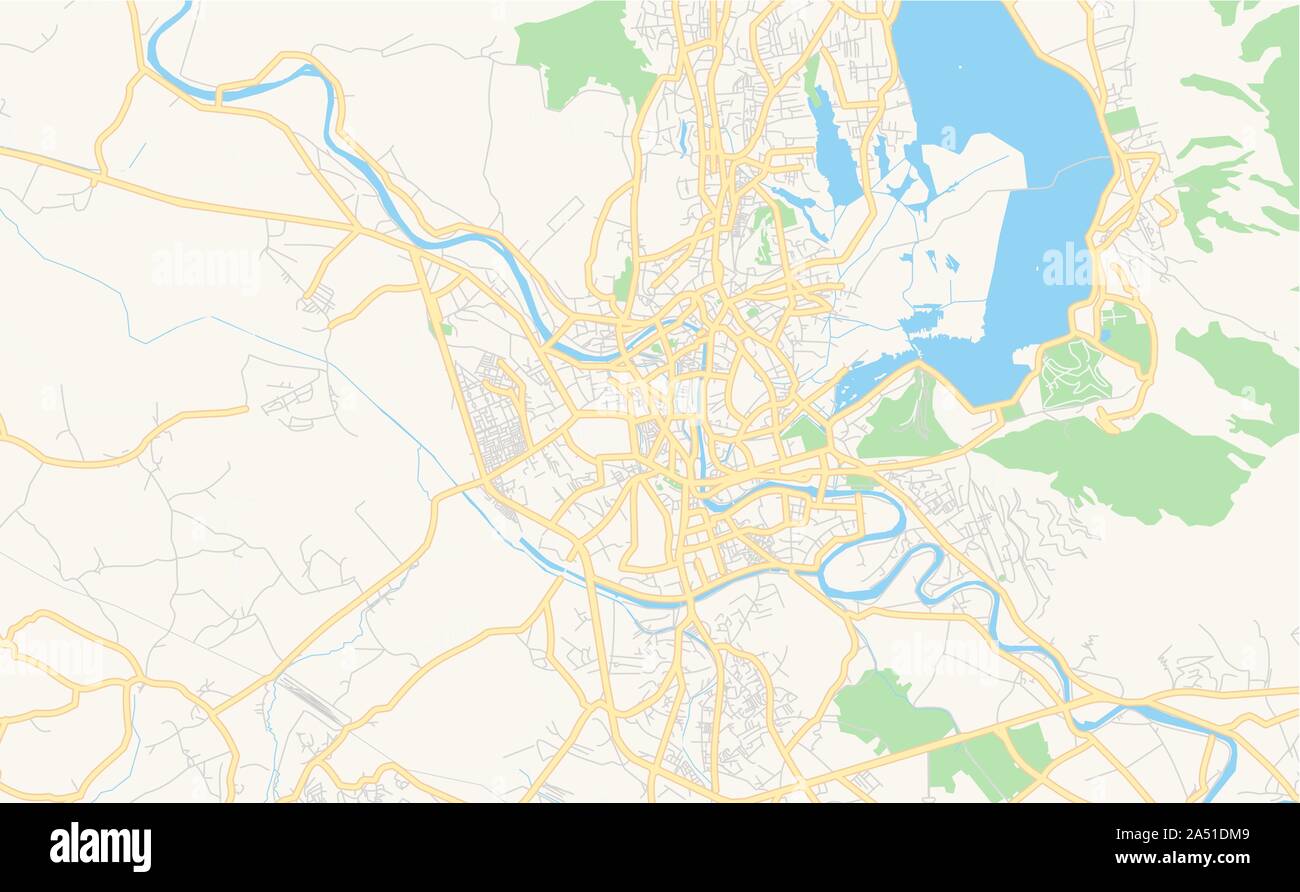 Printable street map of Srinagar, State Jammu and Kashmir, India. Map ...