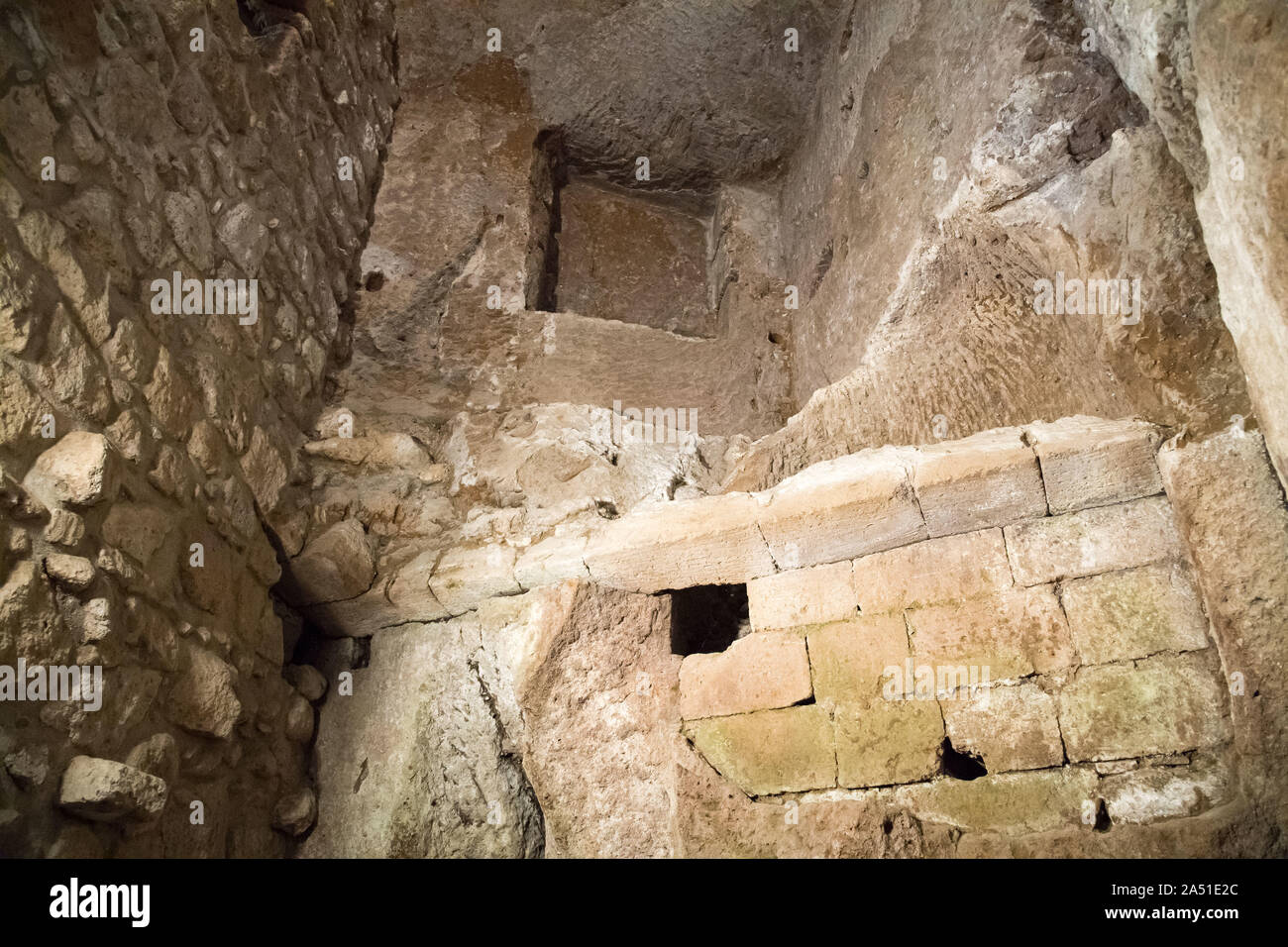 36 m deep Etruscan well Pozzo della Cava in historic centre of Orvieto ...