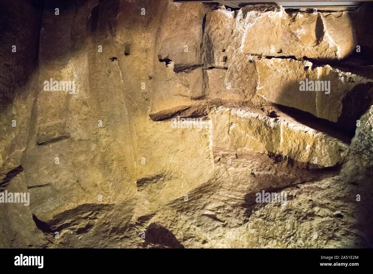 36 m deep Etruscan well Pozzo della Cava in historic centre of Orvieto ...