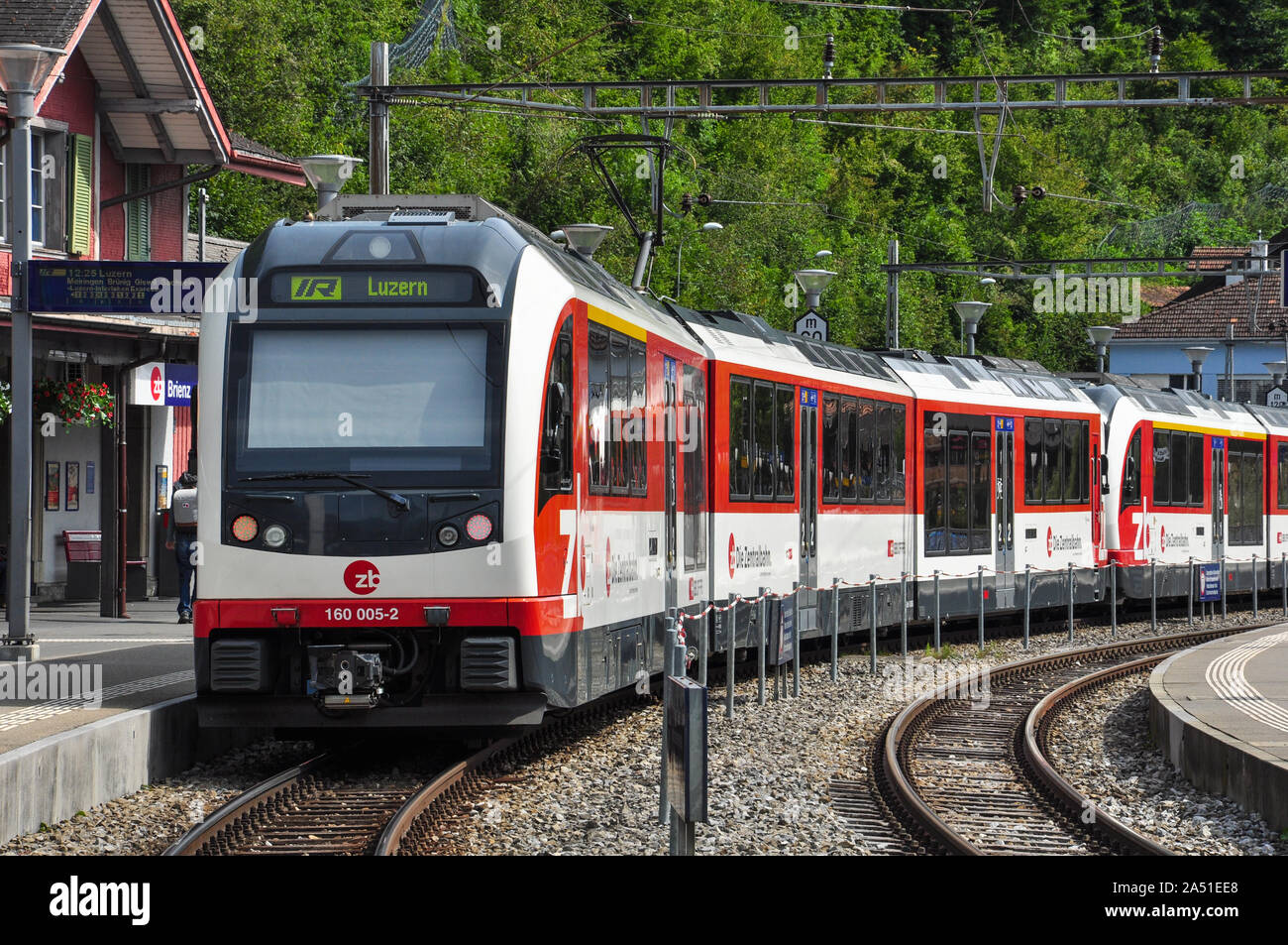 Zentralbahn Stadler class 160 EMU at Brienz railway station, Bernese ...