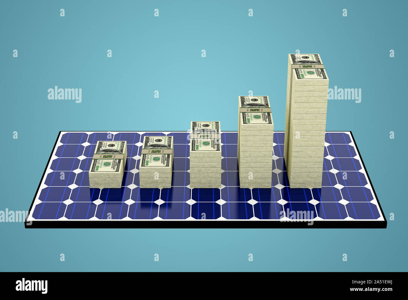 Solar Panel - Bar graphs made from Dollar banknotes showing profit ...