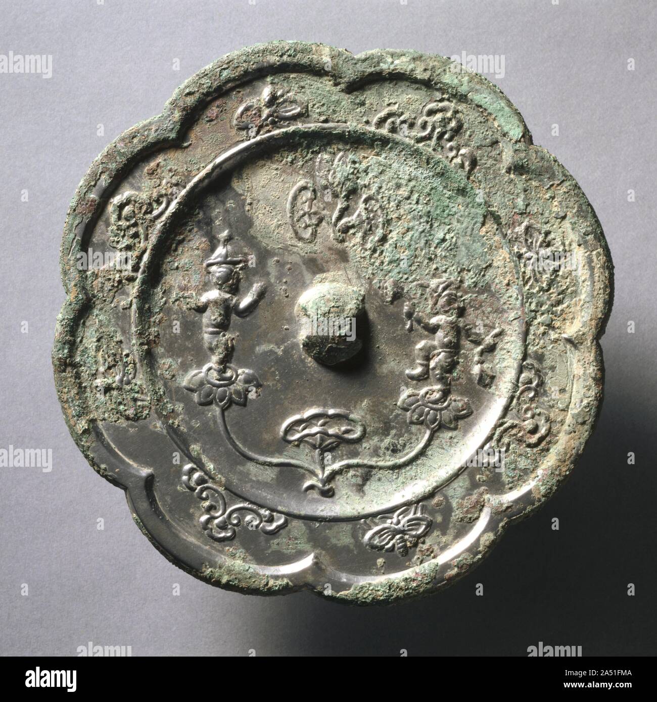 Lobed Mirror with Acrobats on Lotus Blossoms, early 7th Century - early ...