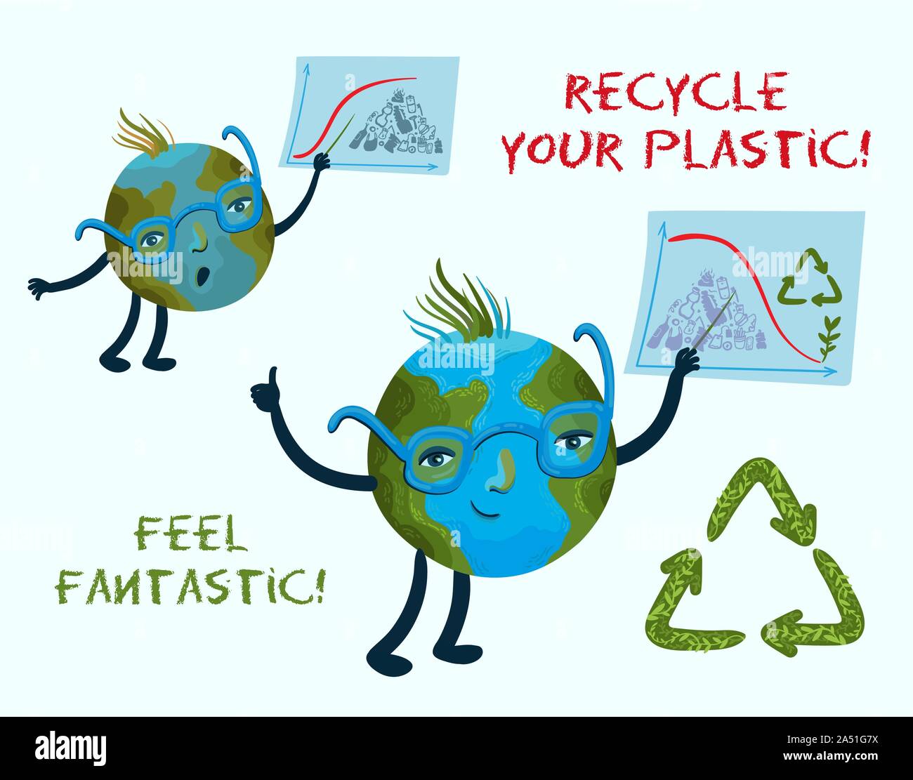 Vector conceptual illustration of the cute character of planet Earth ...