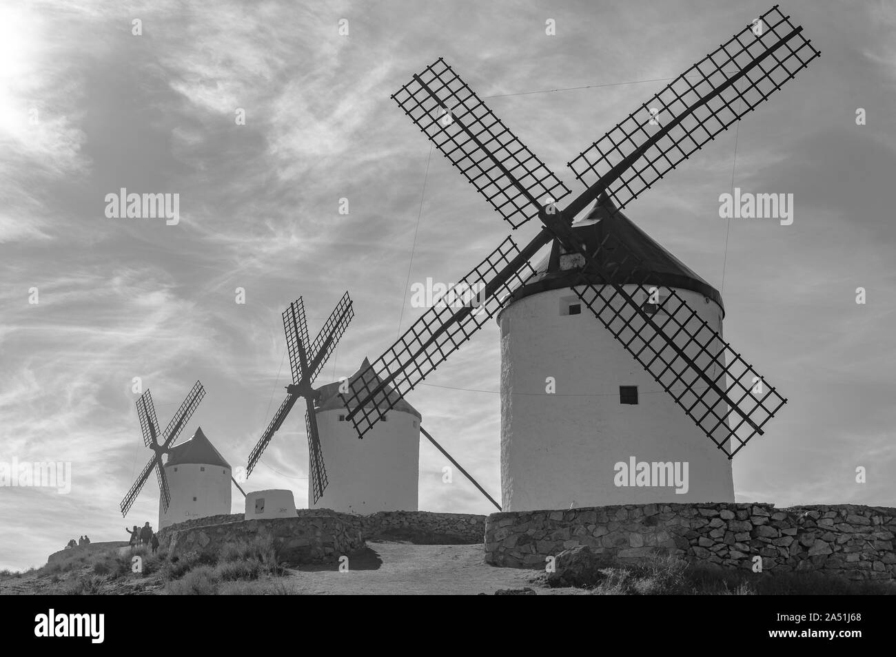 Black And White Photography Of Set of windmills dating back to the 19th ...