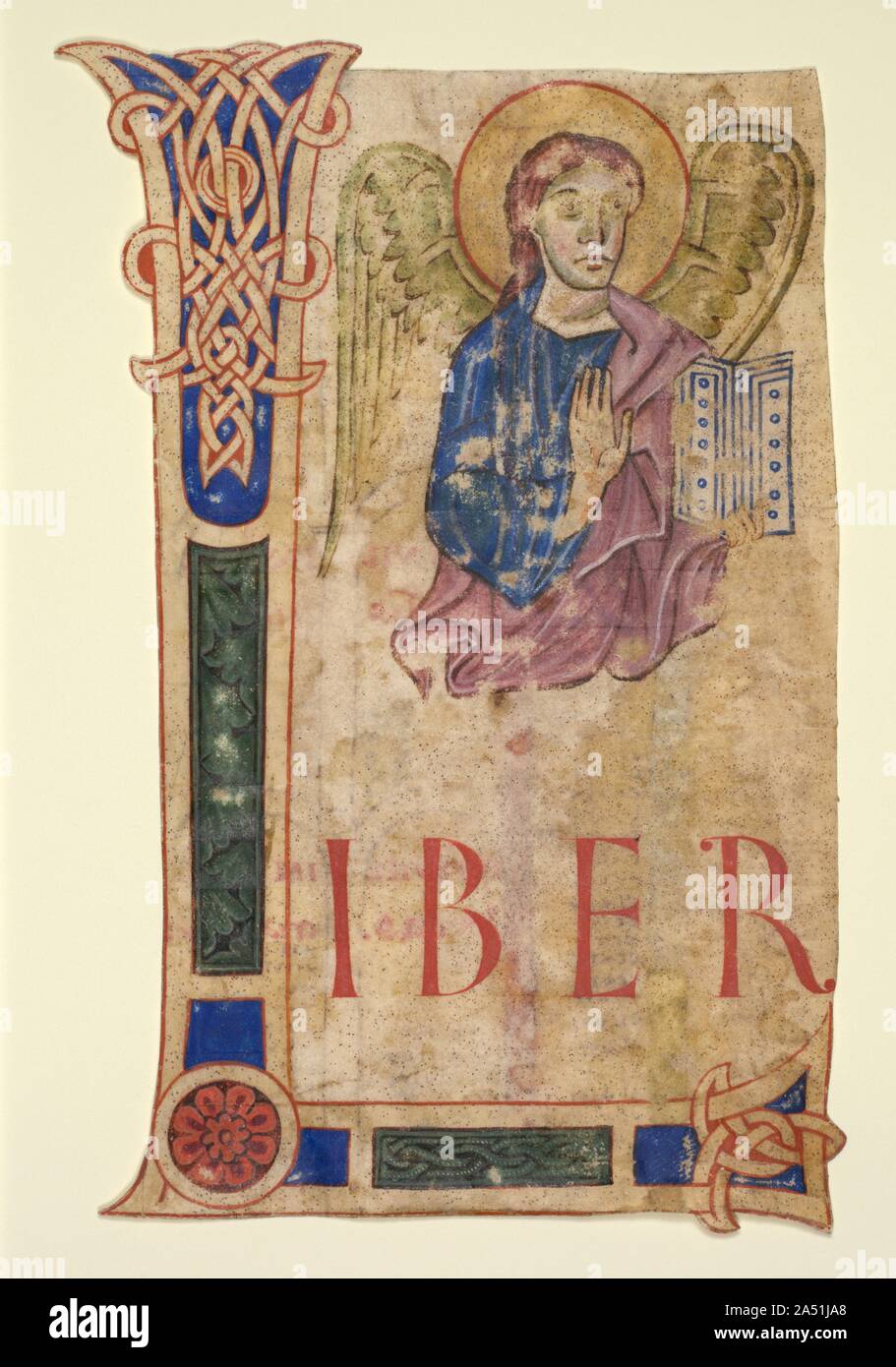 Miniature Excised from a Gospel Book: The Symbol of St. Matthew (recto ...