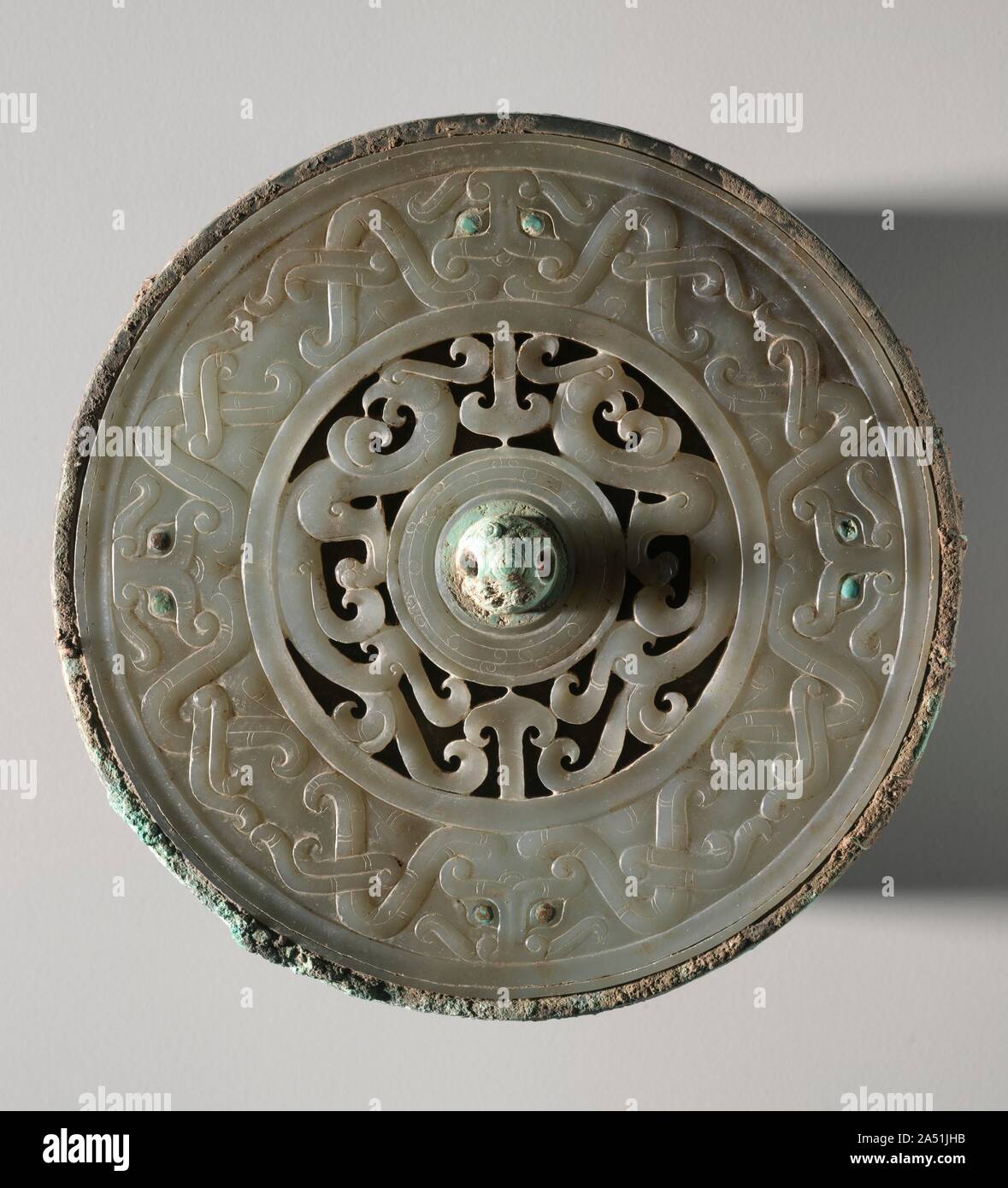Mirror with Jade Disk Inset, 475 BC-9 AD. Mirrors with a jade disk ...