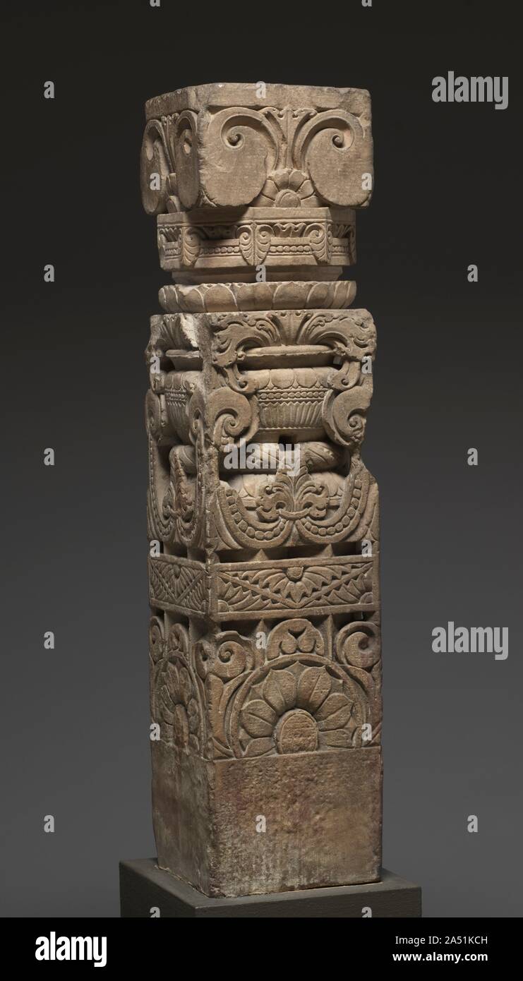 Monolithic Pillar, 600s-700s. The central motif of this temple pillar ...