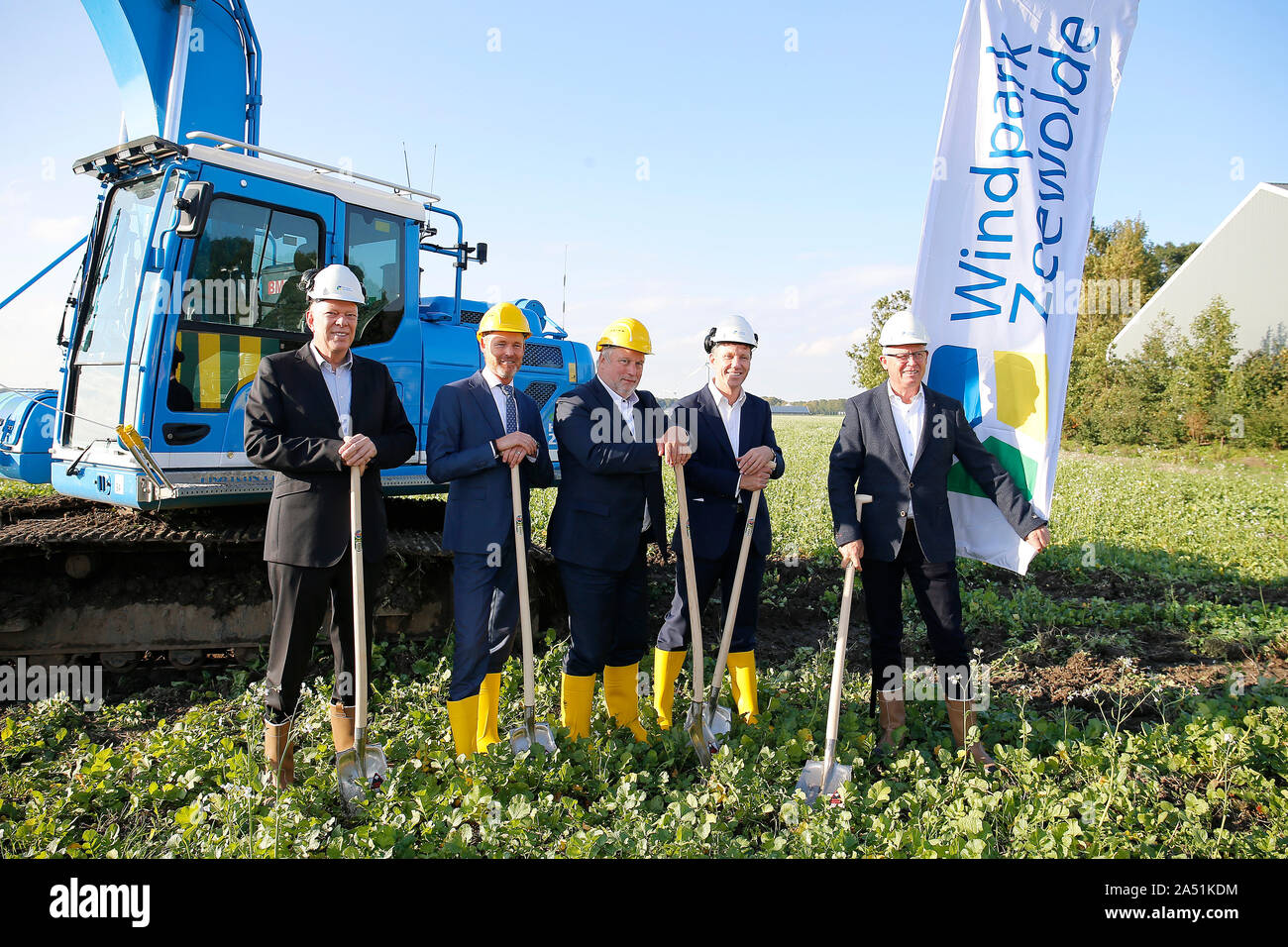 ZEEWOLDE, 17-10-2019, Start construction largest wind park on land at ...