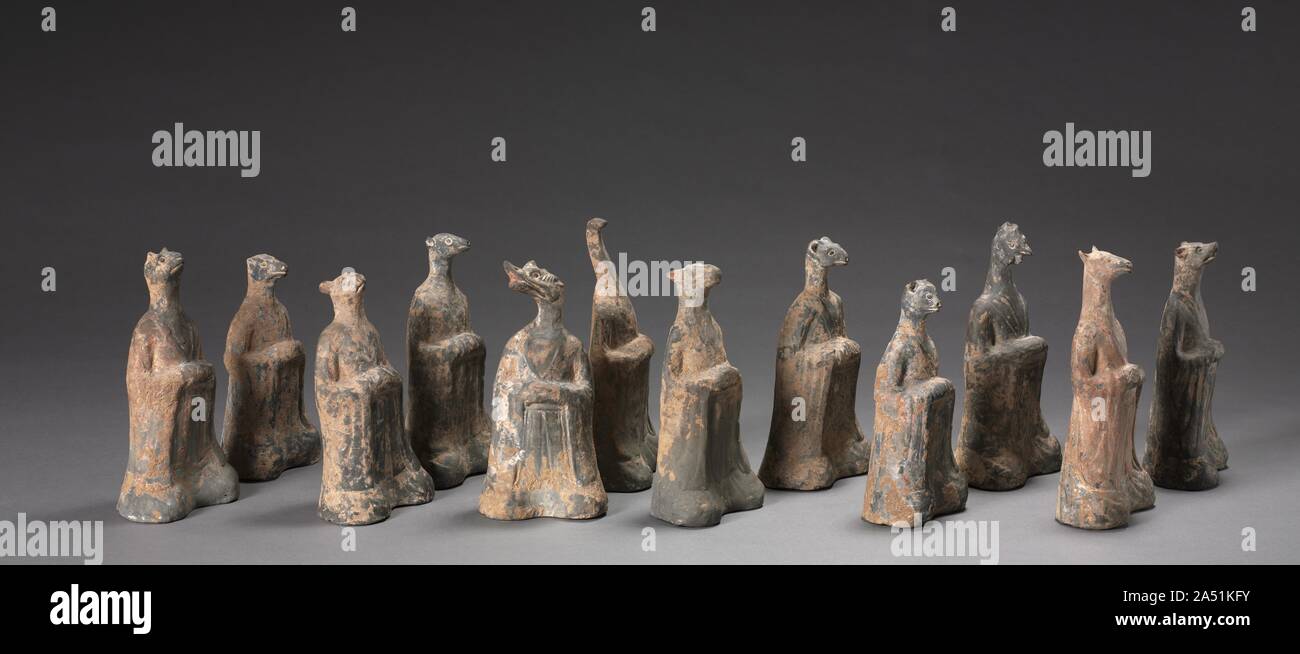 Mortuary Figures of the Zodiac Signs, 500s. The twelve-animal zodiac ...