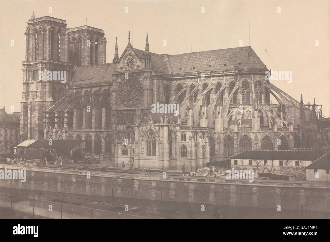 Notre Dame, Paris, 1852-1853. This extraordinary photograph clearly ...