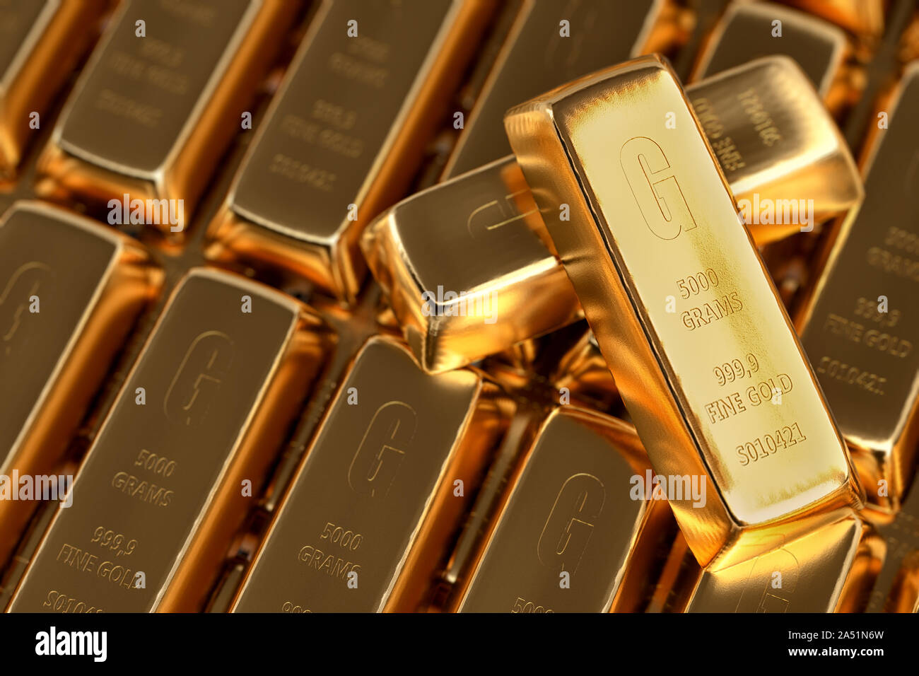 Shiny stacked Gold bars - 3D Rendering Stock Photo - Alamy