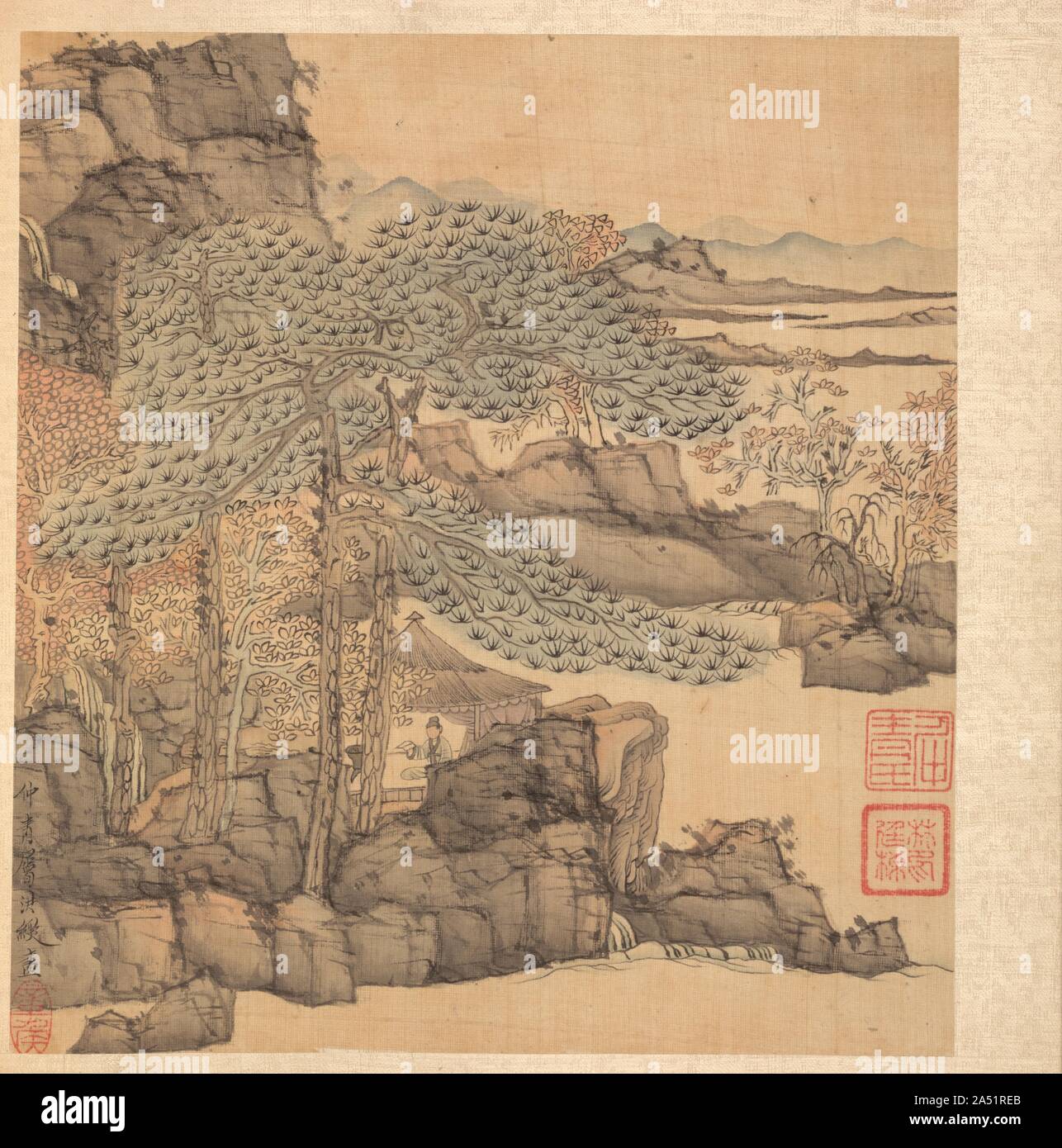 Paintings after Ancient Masters: Scholar Reading in a Thatched Hut by a ...