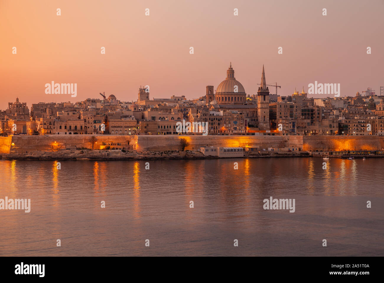 Valletta, Malta. Coastal landscape of the Maltese Capital city with ...