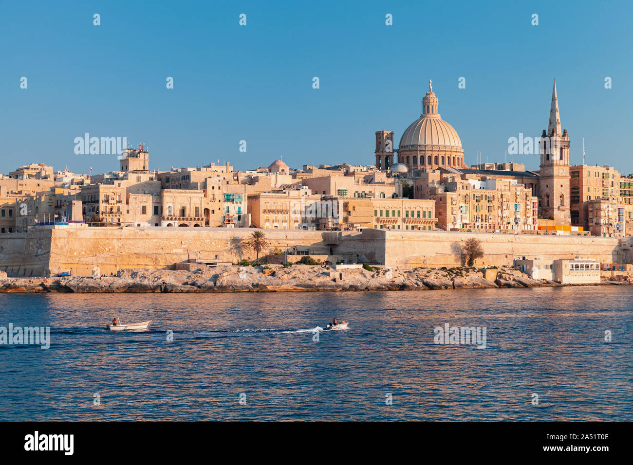 Valletta, Malta. Coastal landscape of the Maltese Capital city at sunny ...