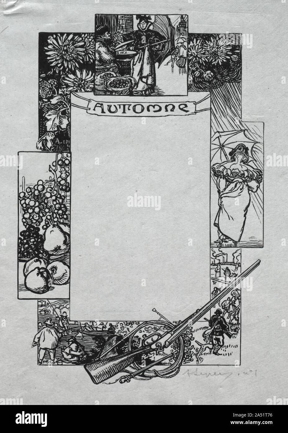 Paris Almanac, 1897: Decorative Border, Autumn, 1897 Stock Photo - Alamy