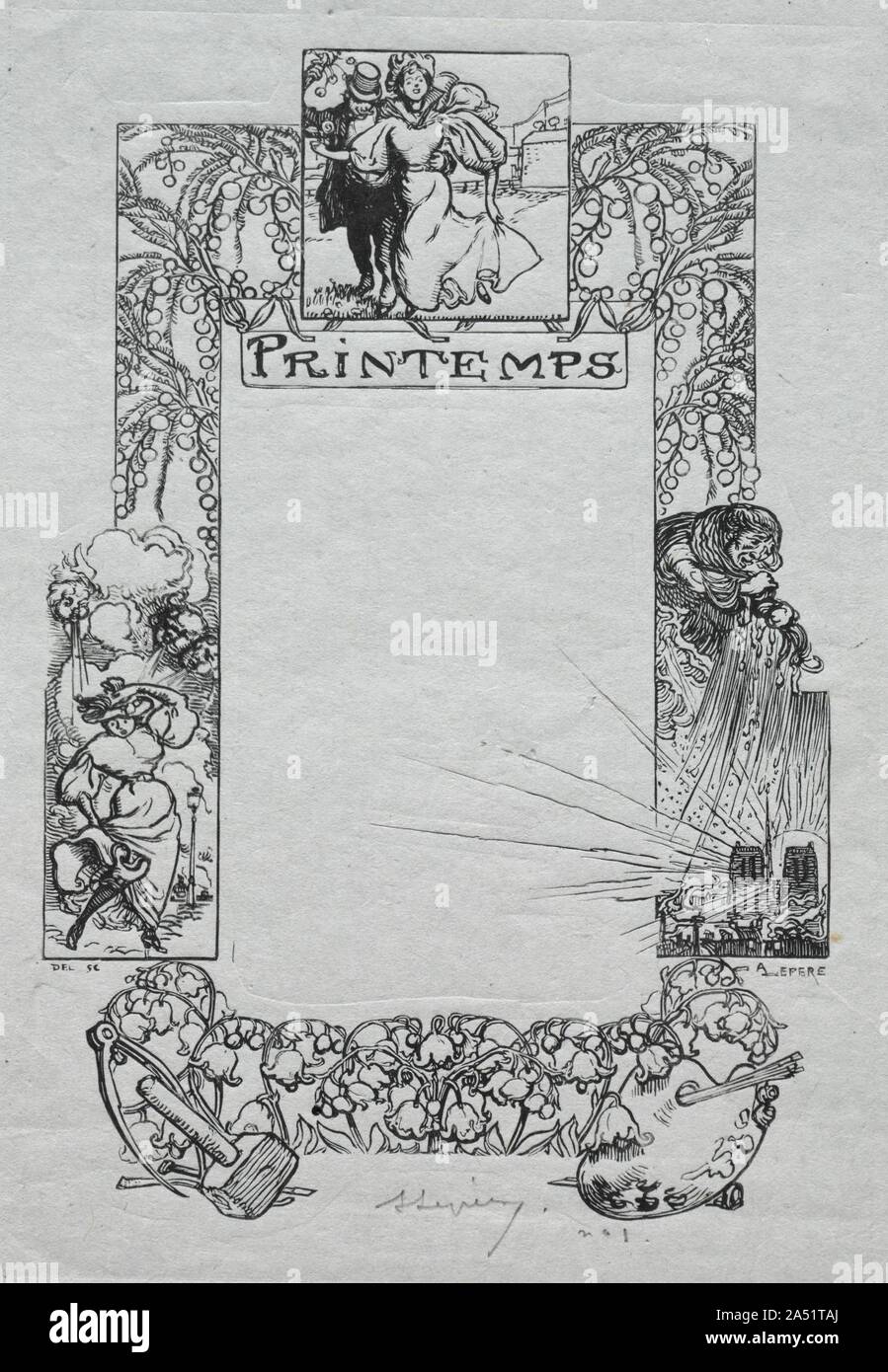 Paris Almanac, 1897: Decorative Border, Spring, 1897 Stock Photo - Alamy