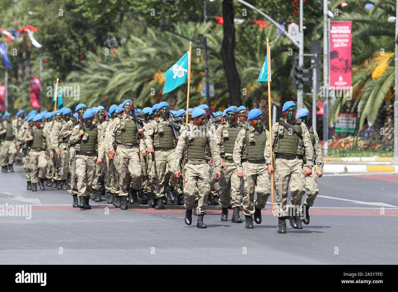 ISTANBUL, TURKEY - AUGUST 30, 2019: Soldiers march during 97th ...