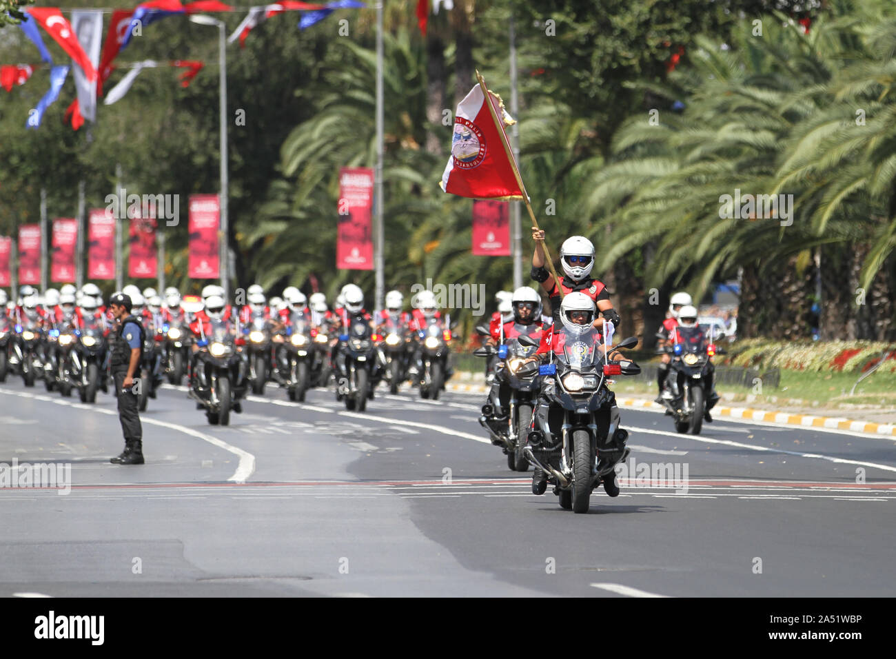 ISTANBUL, TURKEY - AUGUST 30, 2019: Mobilized police forces march ...