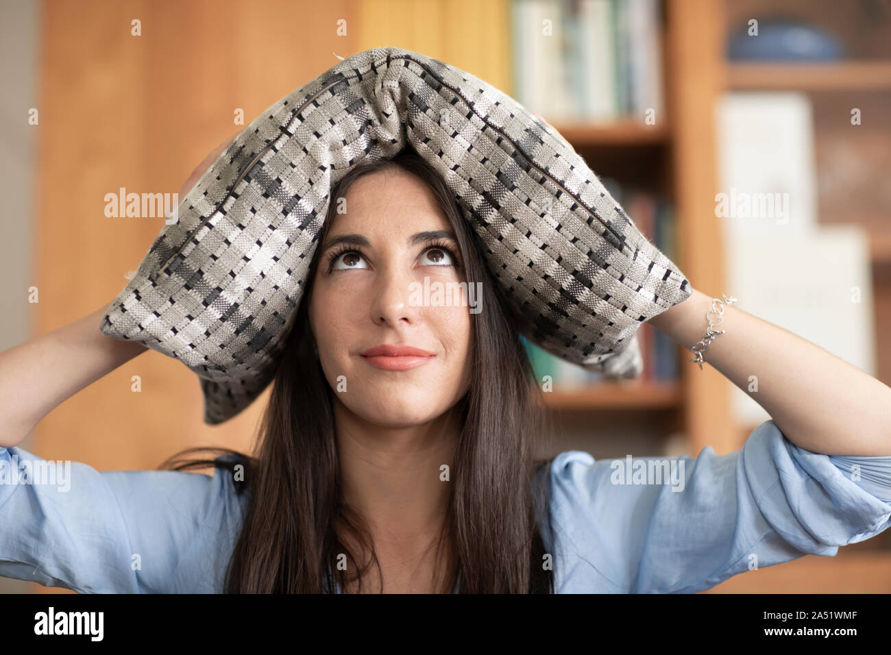 Woman pillow over head hi-res stock photography and images - Alamy