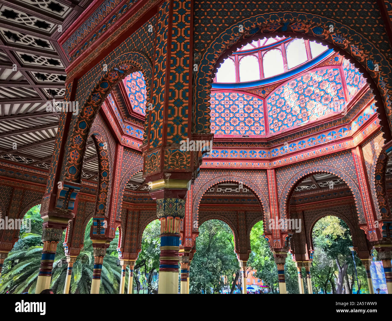 View of the interior details of the Morisco Kiosk in Mexico City Stock ...