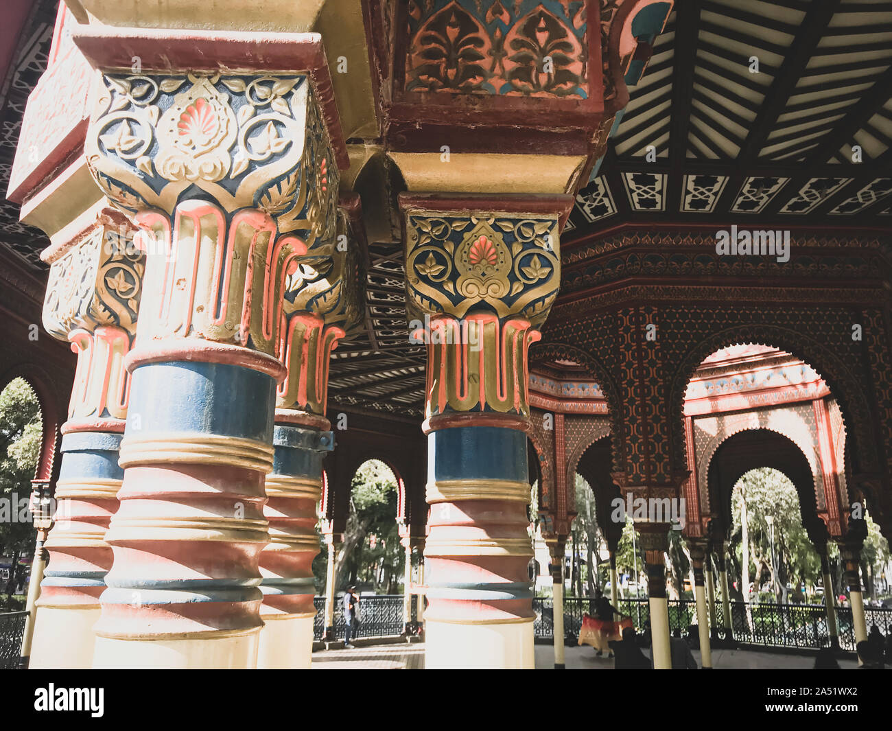 View of the interior details of the Morisco Kiosk in Mexico City Stock ...