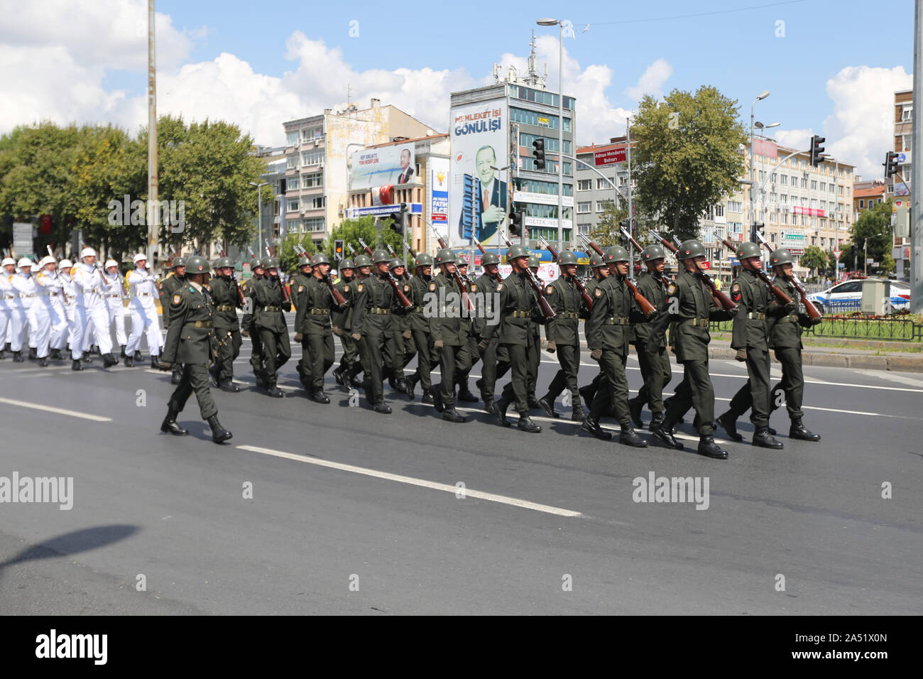 ISTANBUL, TURKEY - AUGUST 30, 2019: Soldiers march during 97th ...