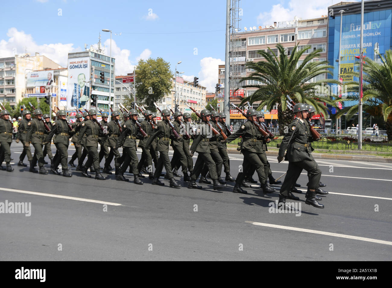 ISTANBUL, TURKEY - AUGUST 30, 2019: Soldiers march during 97th ...