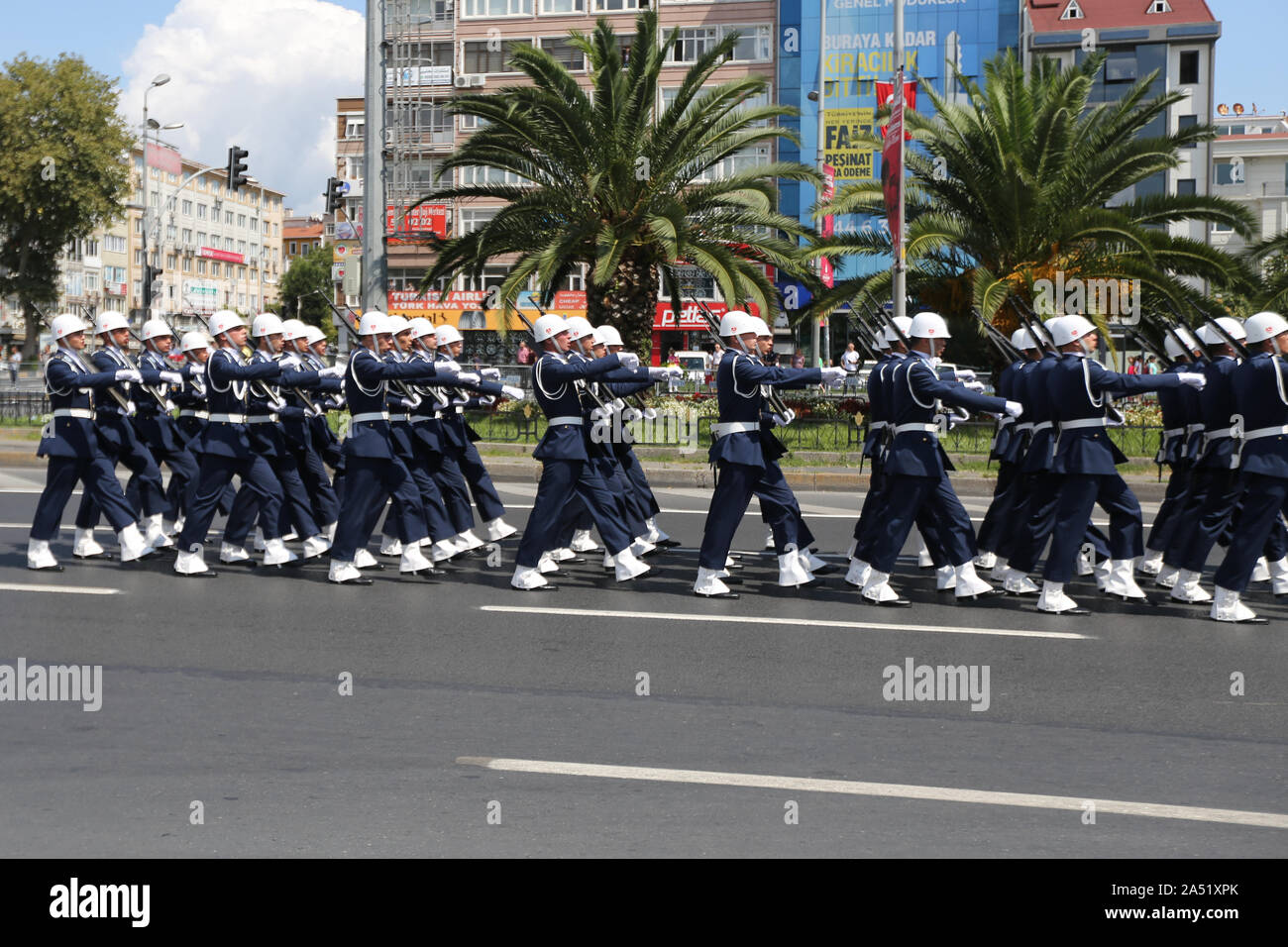 ISTANBUL, TURKEY - AUGUST 30, 2019: Soldiers march during 97th ...