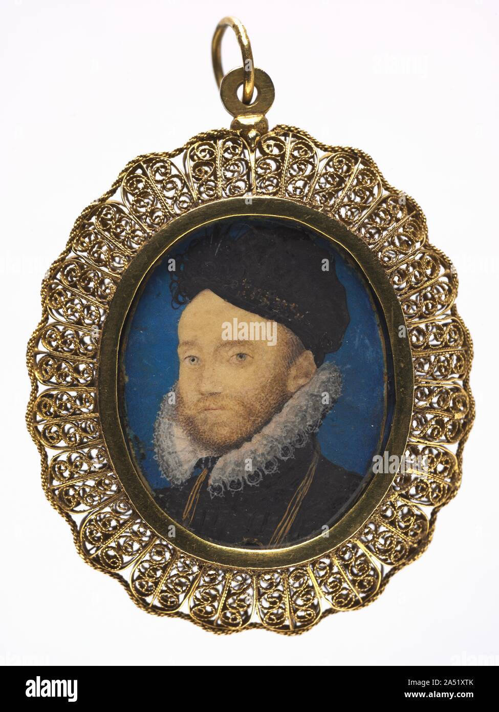 Watercolour on vellum in a later gilt metal frame hi-res stock ...