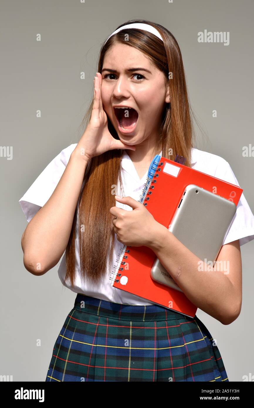 Girl Student Shouting Stock Photo - Alamy