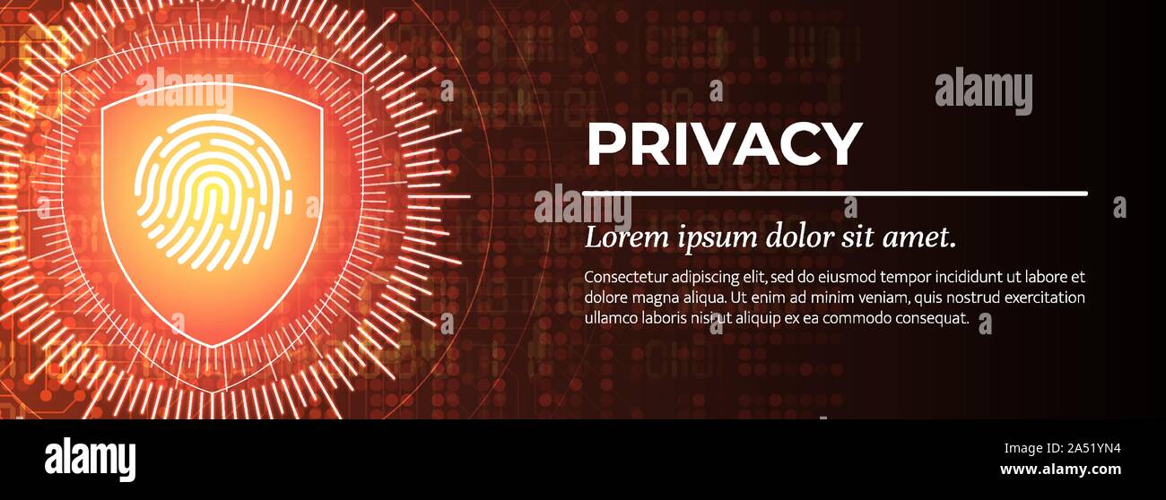 Fingerprint Sign on Red Shield. Privacy and Security System Concept ...