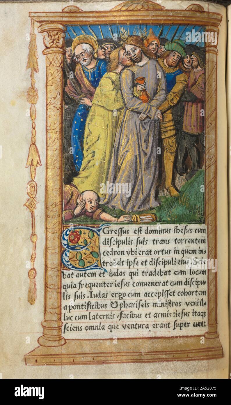 Printed Book of Hours (Use of Rome): fol 20v, Christ in Gethsemane ...