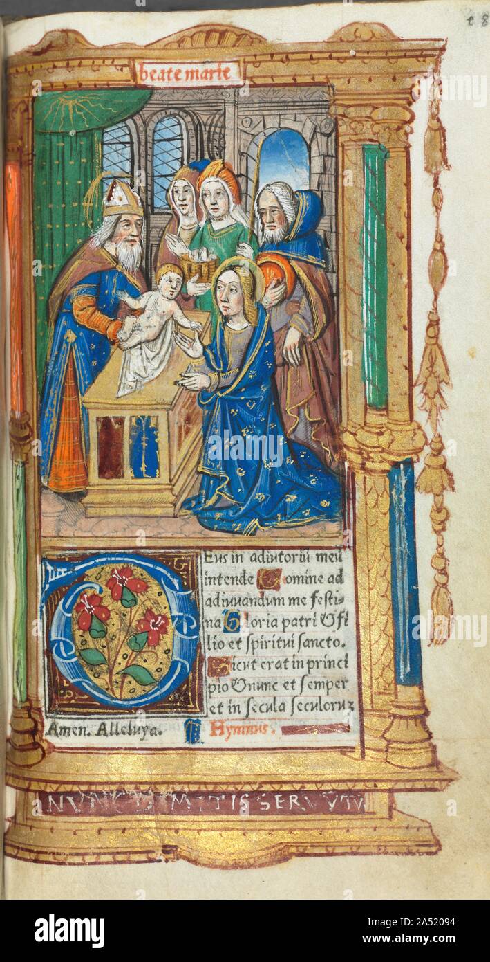 Printed Book of Hours (Use of Rome): fol. 40r, Presentation in the ...