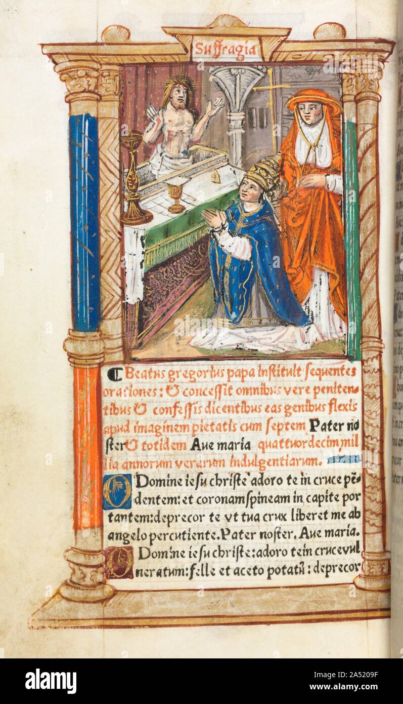 Printed Book of Hours (Use of Rome): fol. 96v, Mass of St. Gregory ...