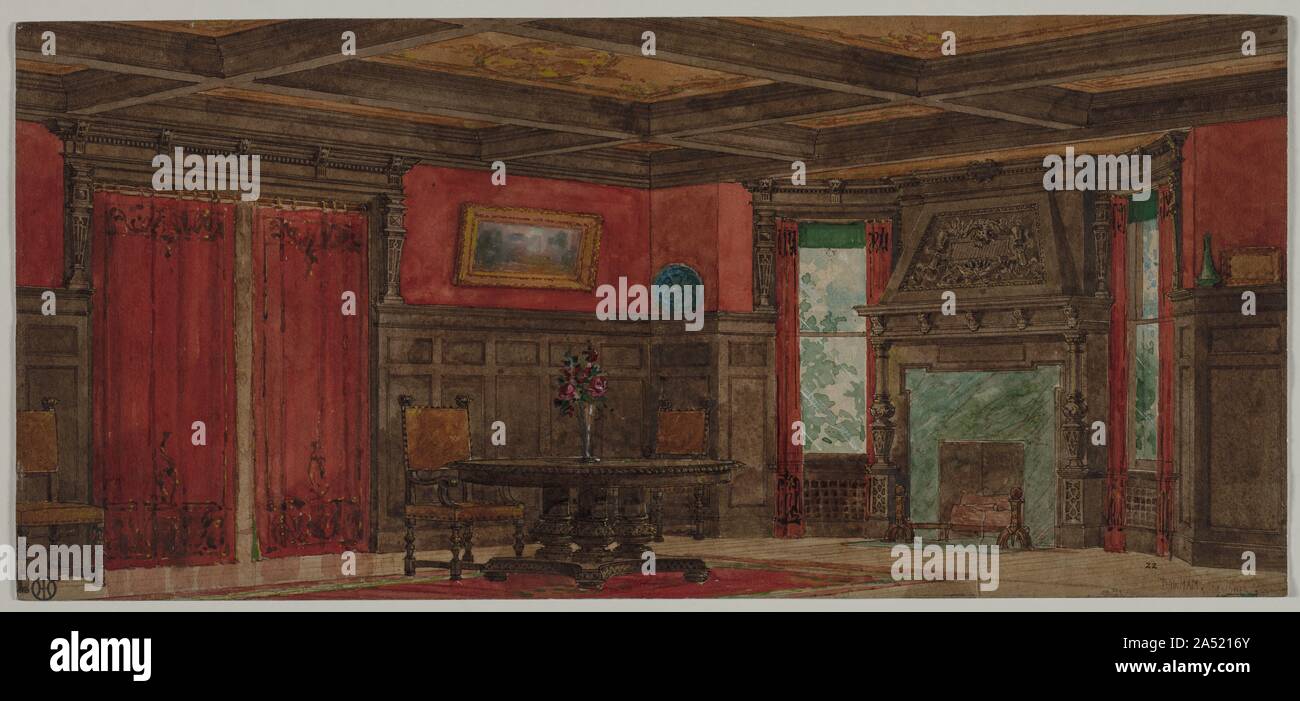 Rendering for Interior Design, about 1880- 1900 Stock Photo - Alamy