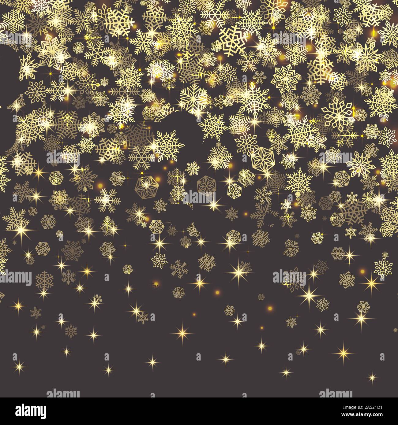 Vector snowflakes falling on black background. Golden snow Stock Vector ...