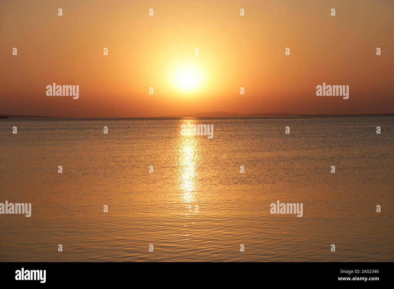 Sunset above sea. Beautiful summer decline above ocean. Beautiful ...